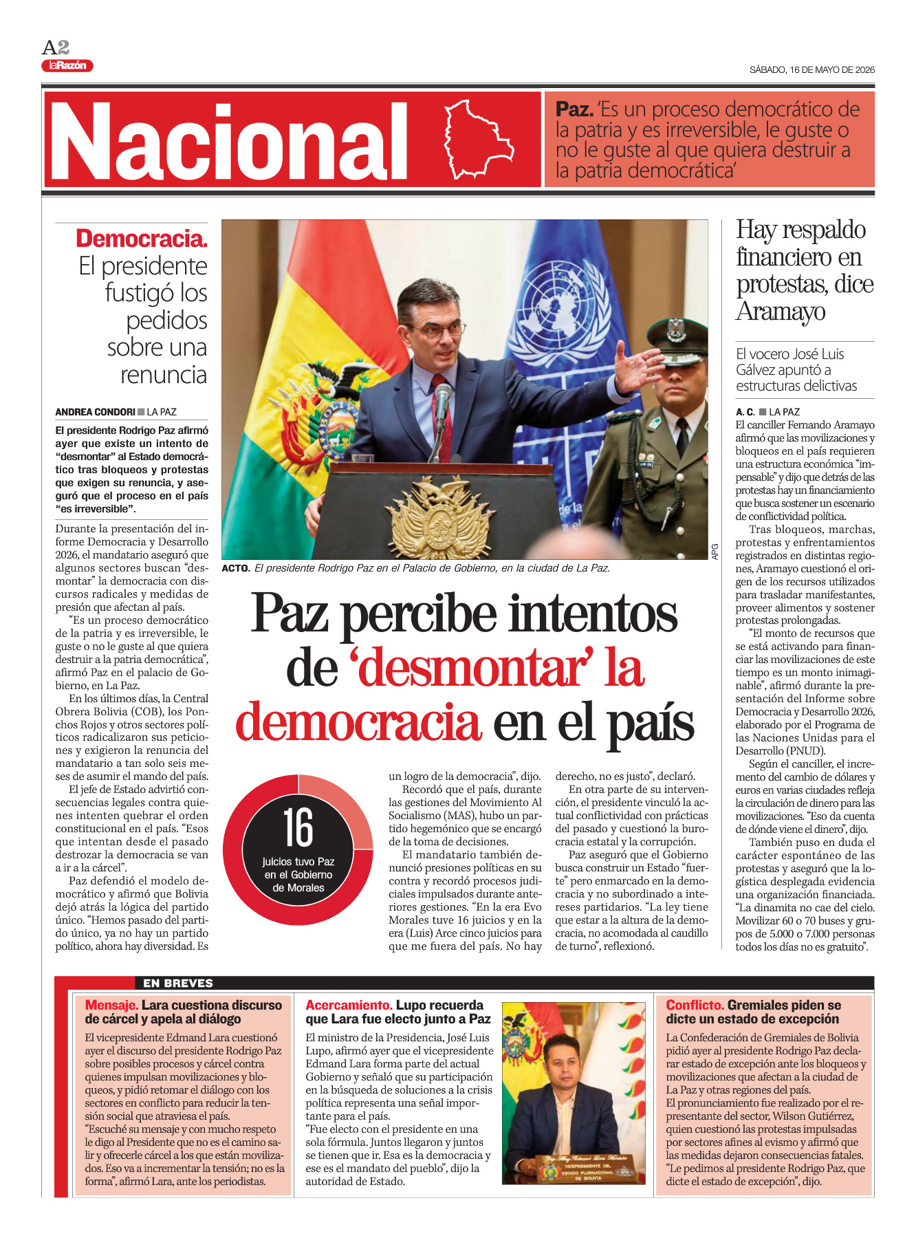 16 de mayo del 2026 - La Razón